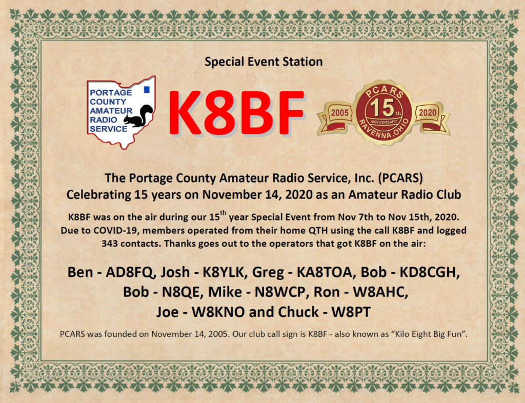 PCARS Awards & Recognitions | PCARS (K8BF)