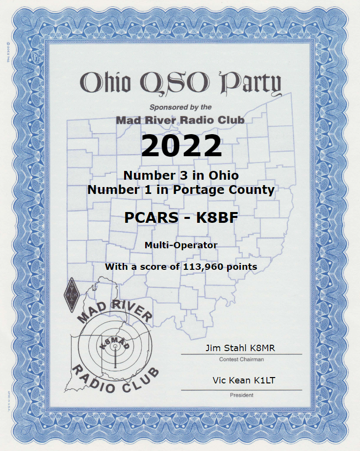 2022OHQSO | PCARS (K8BF)